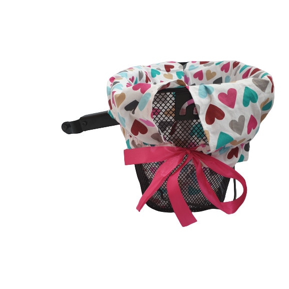 Cos fata click cu prindere pe ghidon Alb cu inimi colorate - eMAG.ro