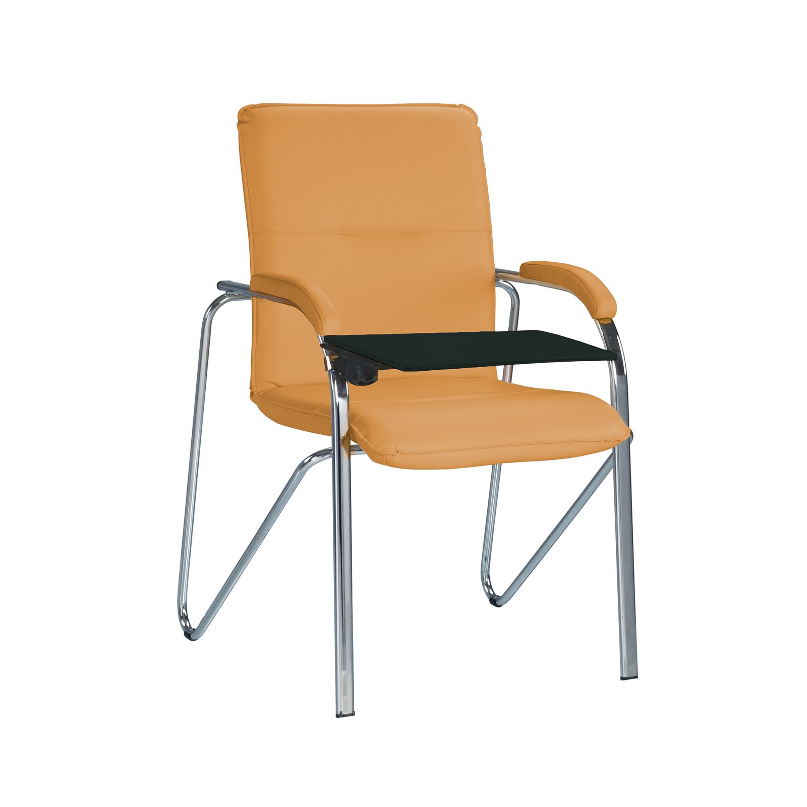 Set 2 scaune vizitator SAMBA Soft cu masuta rabatabila, Ocru piele ...