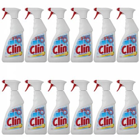 Clin Lemon спрей за почистване на прозорци, аромат на лимон, 12 x 500 ...