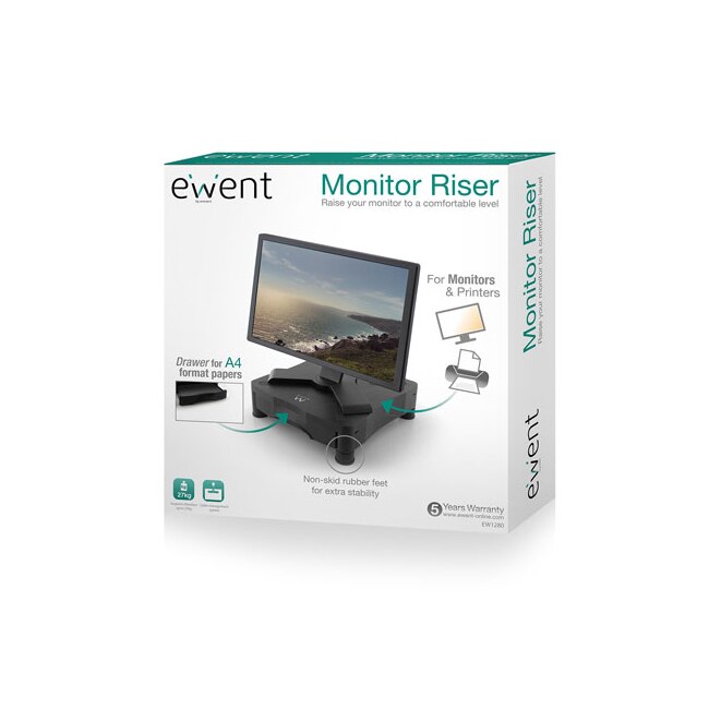 Stand monitor Ewent EW1280, pentru birou, 27 kg, Negru - eMAG.ro