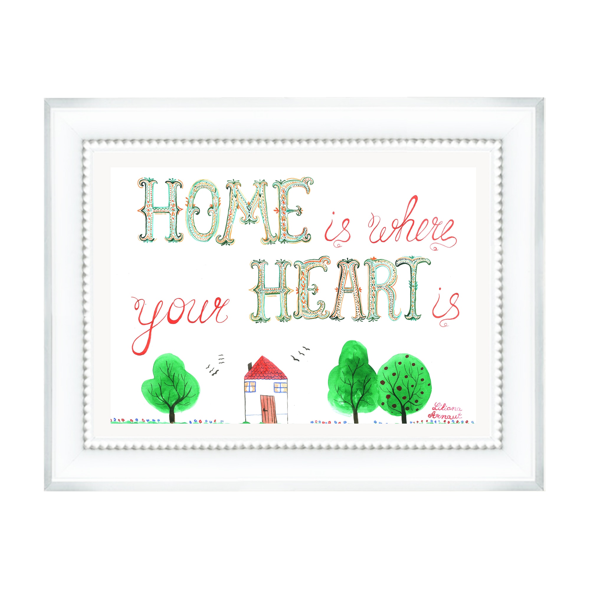 Tablou cu citat deosebit, cu rama, Home is where your heart is, 28X35 ...