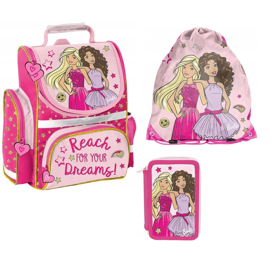 Set scoala barbie ghiozdan, penar, sac pentru pantofi, multicolor - eMAG.ro
