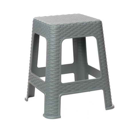 Taburet, plastic, tip rattan, culoare gri, 46 cm - eMAG.ro