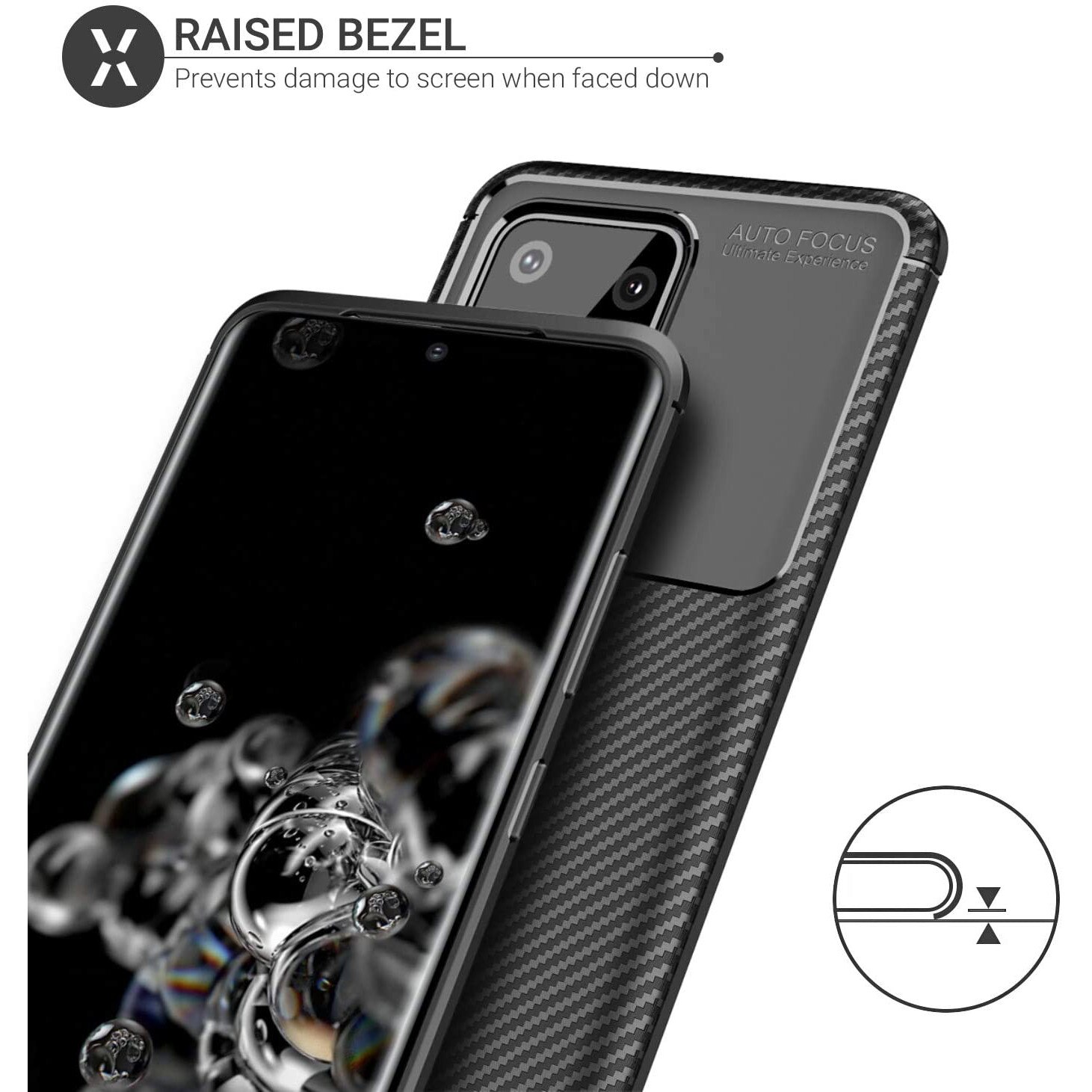 Капак за Samsung Galaxy S20 ULTRA, карбон, Slim Anti-Shock, заден капак ...