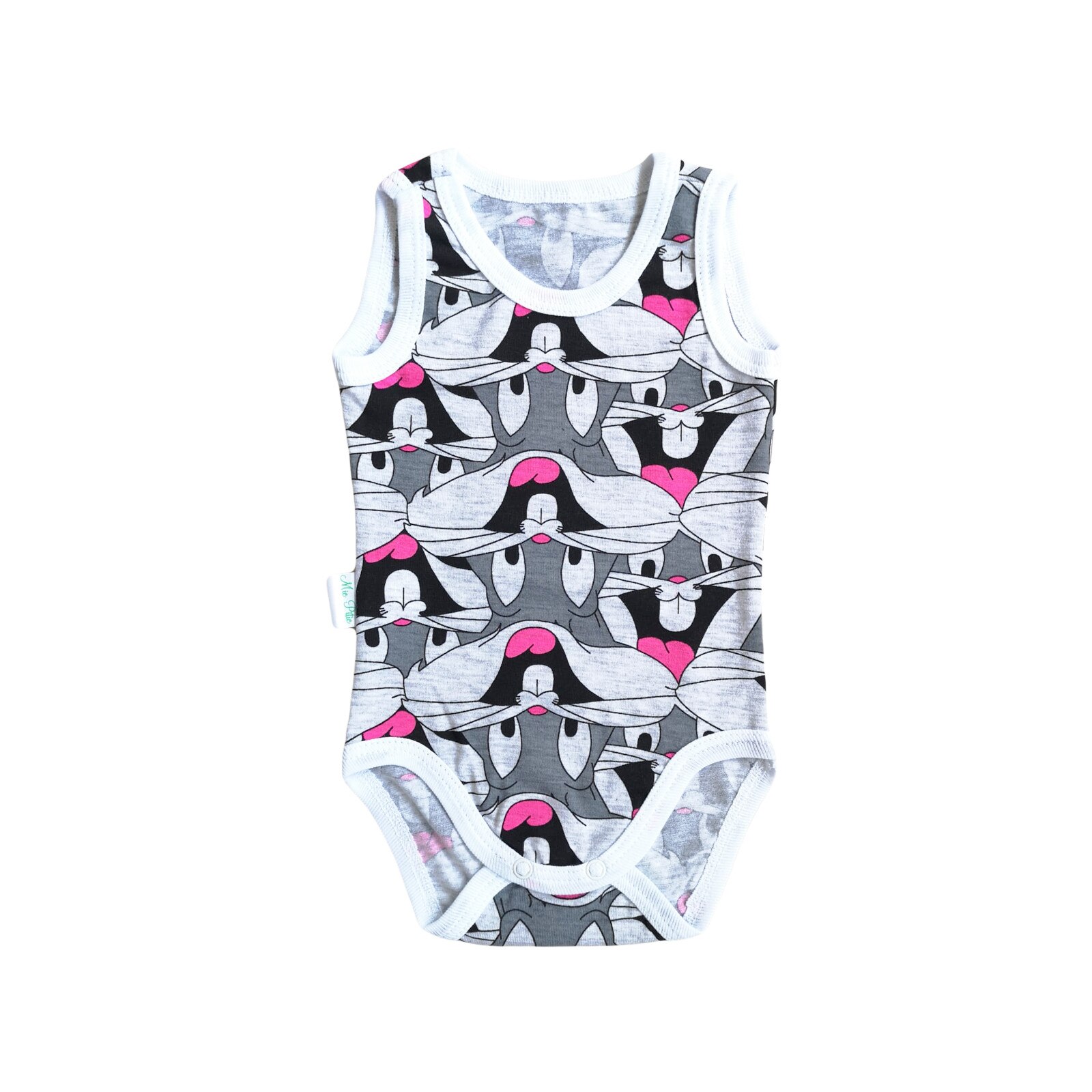 Body Mic Pitic BD59 maiou din tricot subtire imprimat cu iepuras, gri ...
