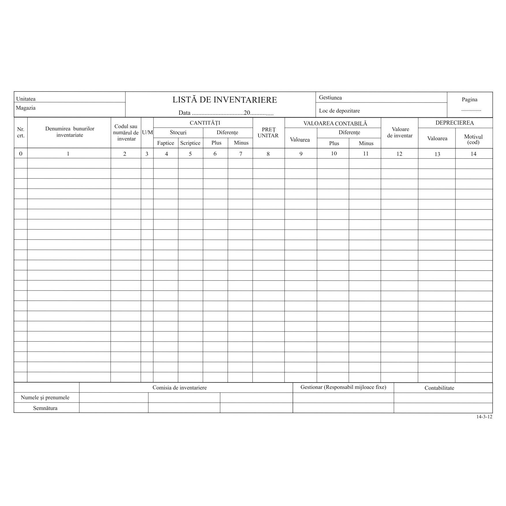 Lista inventariere 14 coloane - eMAG.ro