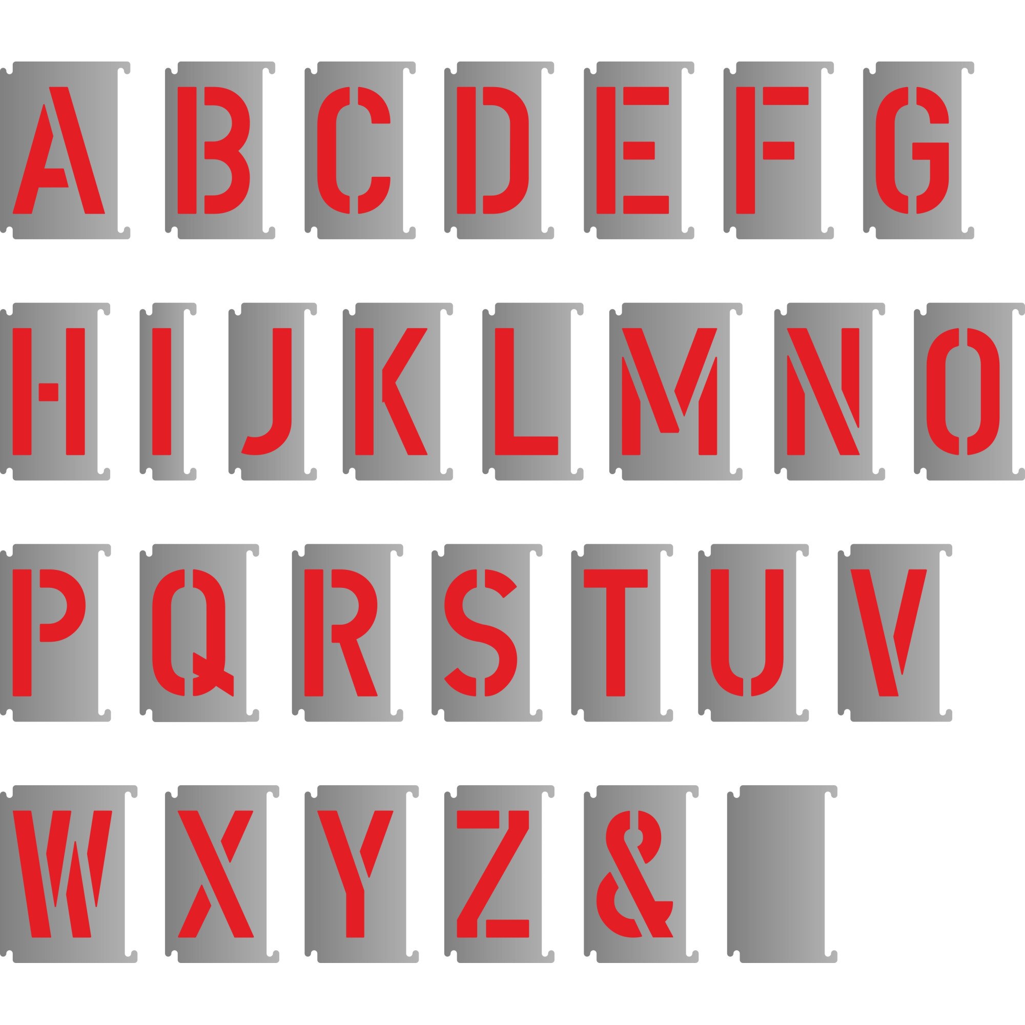 Set sabloane vopsire din metal zincat, font LDIN 40mm, litere, 28 piese ...