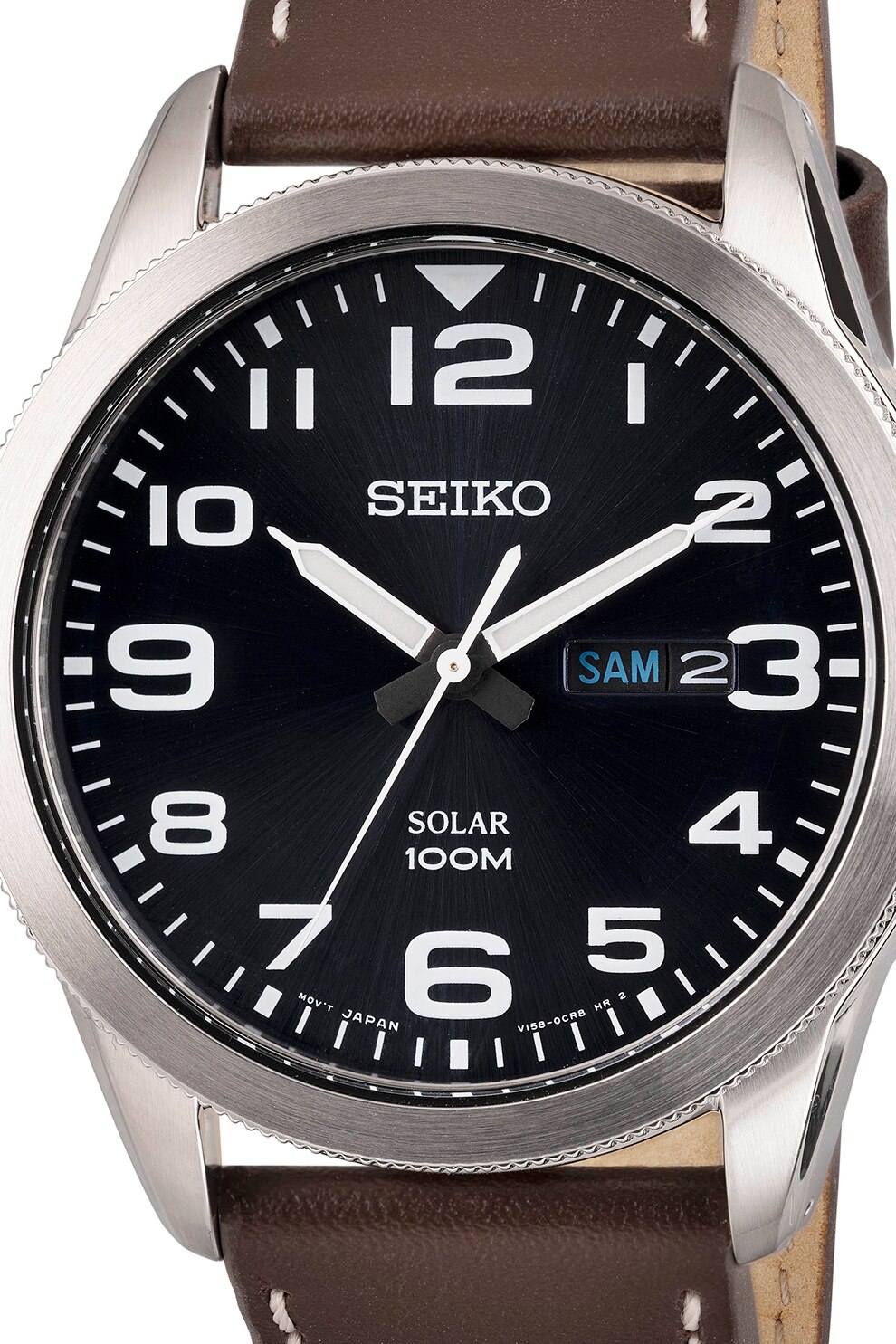 Seiko, Соларен часовник с кожена каишка, - - eMAG.bg