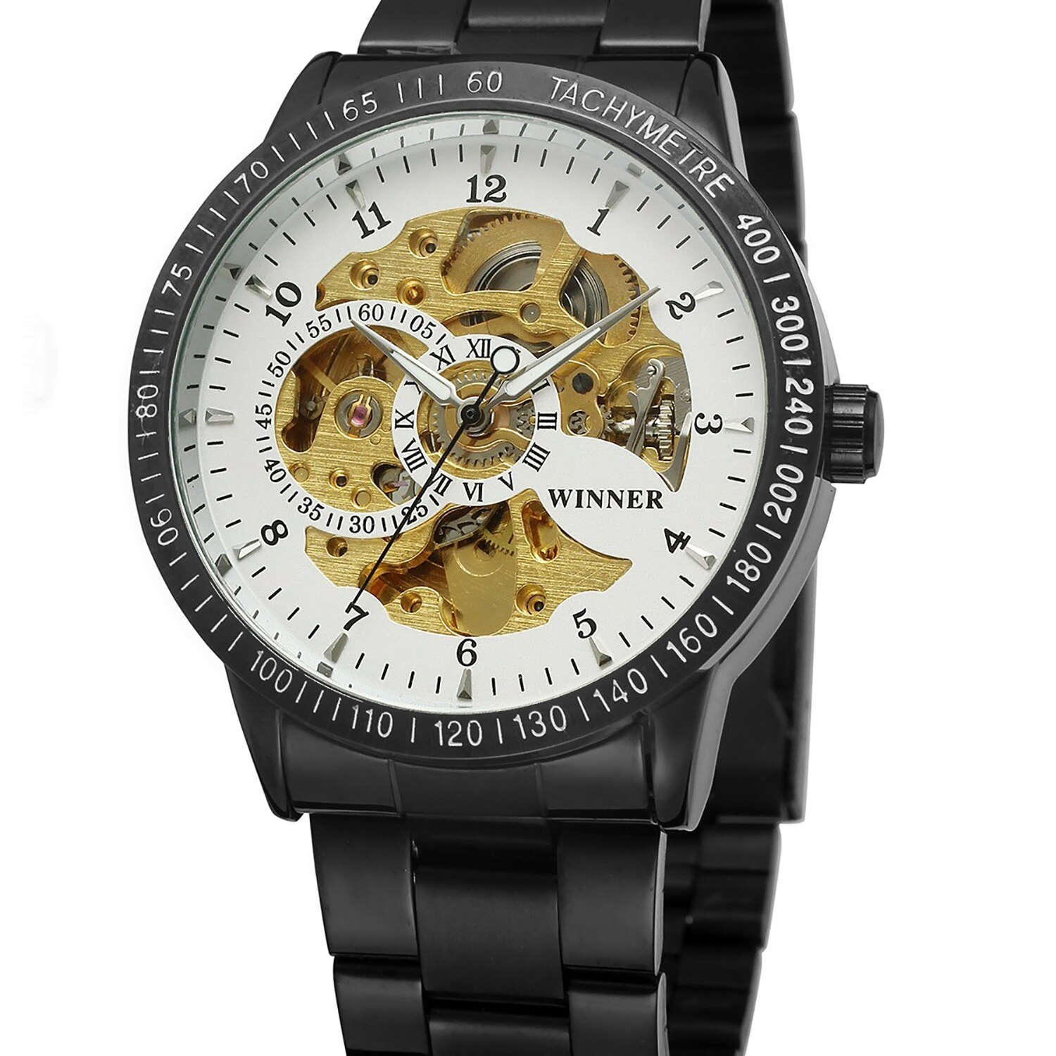 Ceas pentru Barbati Automatic Skeleton cu bratara din otel inoxidabil ...