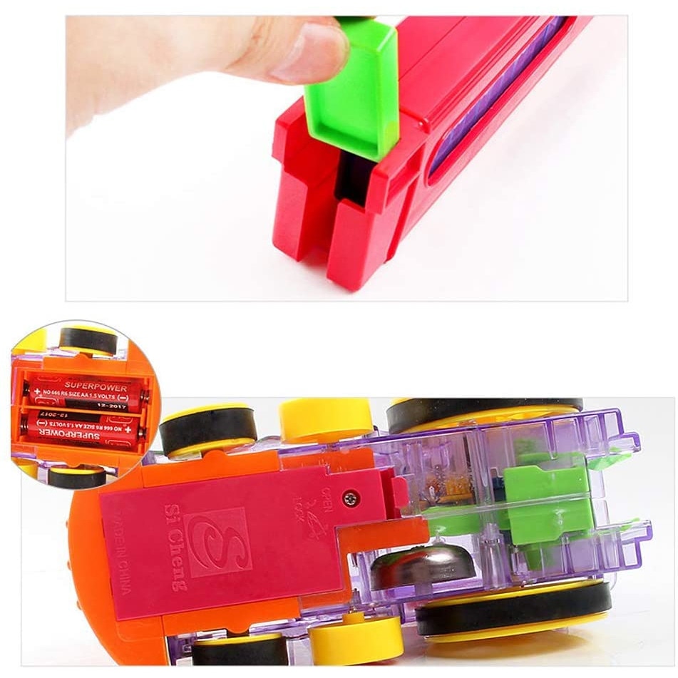 Set Trenulet electric cu 80 piese Domino, lumini si sunete, Jucarie ...