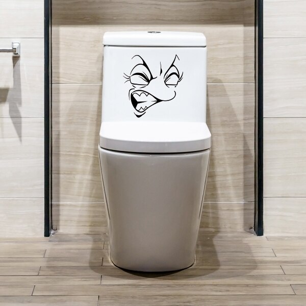 Sticker pentru vasul de toaleta, cu emoji amuzant, negru, 25 x 26 cm ...