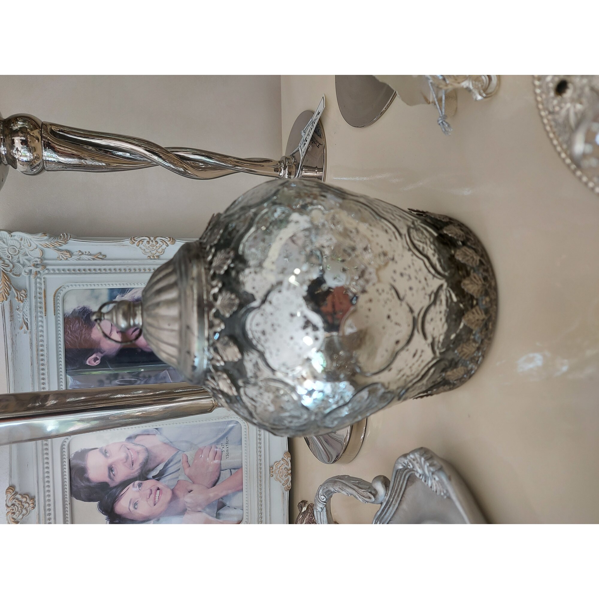 Felinar LED Silver 12.5 x 18 cm din Sticla Metal - eMAG.ro