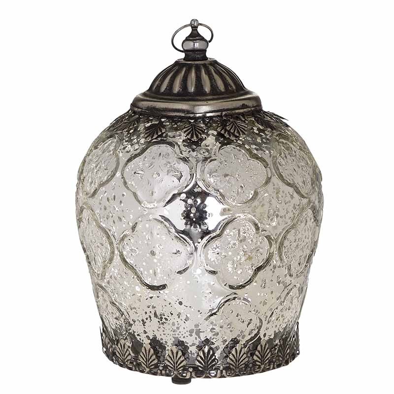 Felinar LED Silver 12.5 x 18 cm din Sticla Metal - eMAG.ro