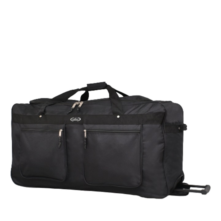 Geanta de voiaj cu roti si bara de tractare, 88x43x40 cm, Negru - eMAG.ro