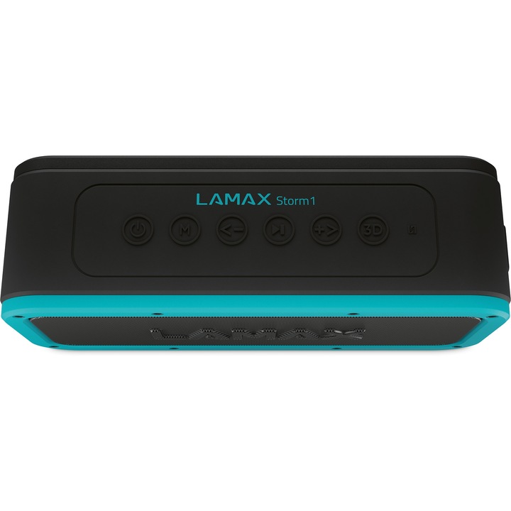 Boxa portabila, LAMAX Storm1, Bluetooth 5.0, NFC, USB-C, Negru/Turcoaz ...