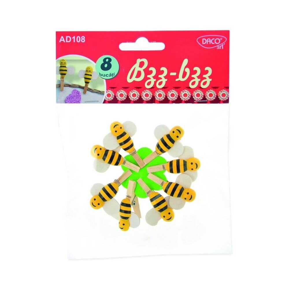 Albinute din Lemn Bzz-Bzz DACO, 43x40 mm, 8 Buc/Set, Culoare Galben ...