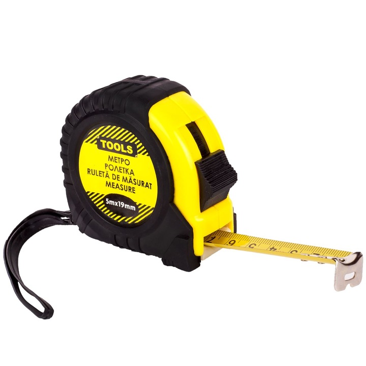 Ruleta pentru masurat, DecorCasa, 5 m x 19 mm - eMAG.ro