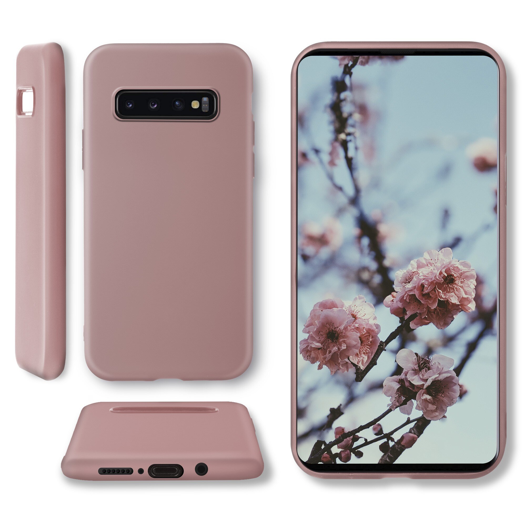 Husa pentru telefon, Moozy, pentru Samsung S10, Roz pudra, Silicon ...