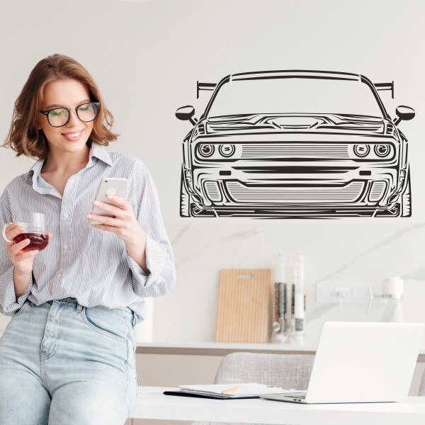 Sticker cu masina, pentru perete, negru, 57 x 91 cm - eMAG.ro