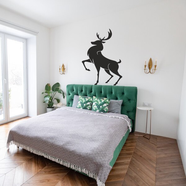Sticker cu cerb, pentru perete, pentru vanatoare, negru, 57 x 80 cm ...