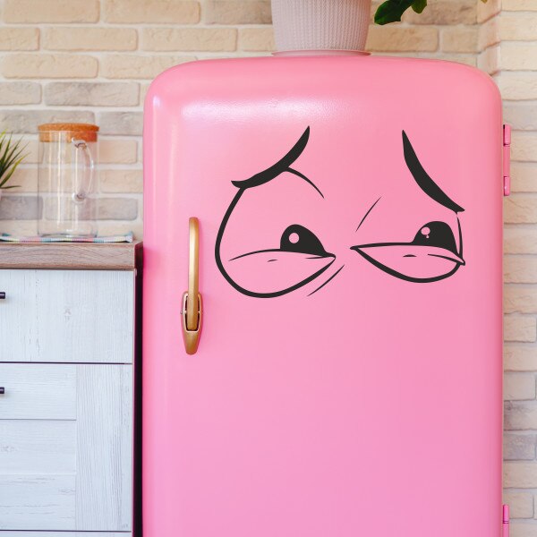 Sticker pentru frigider, decorativ, bucatarie, emoji fricos, negru, 40 ...