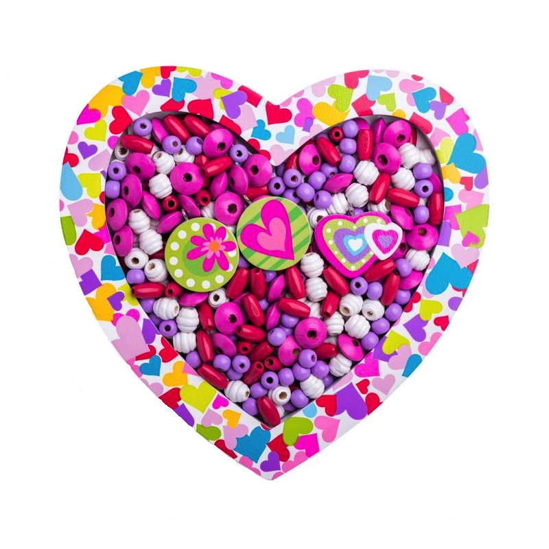 Margele pentru creatii Woodyland in cutie inimioara, roz - eMAG.ro