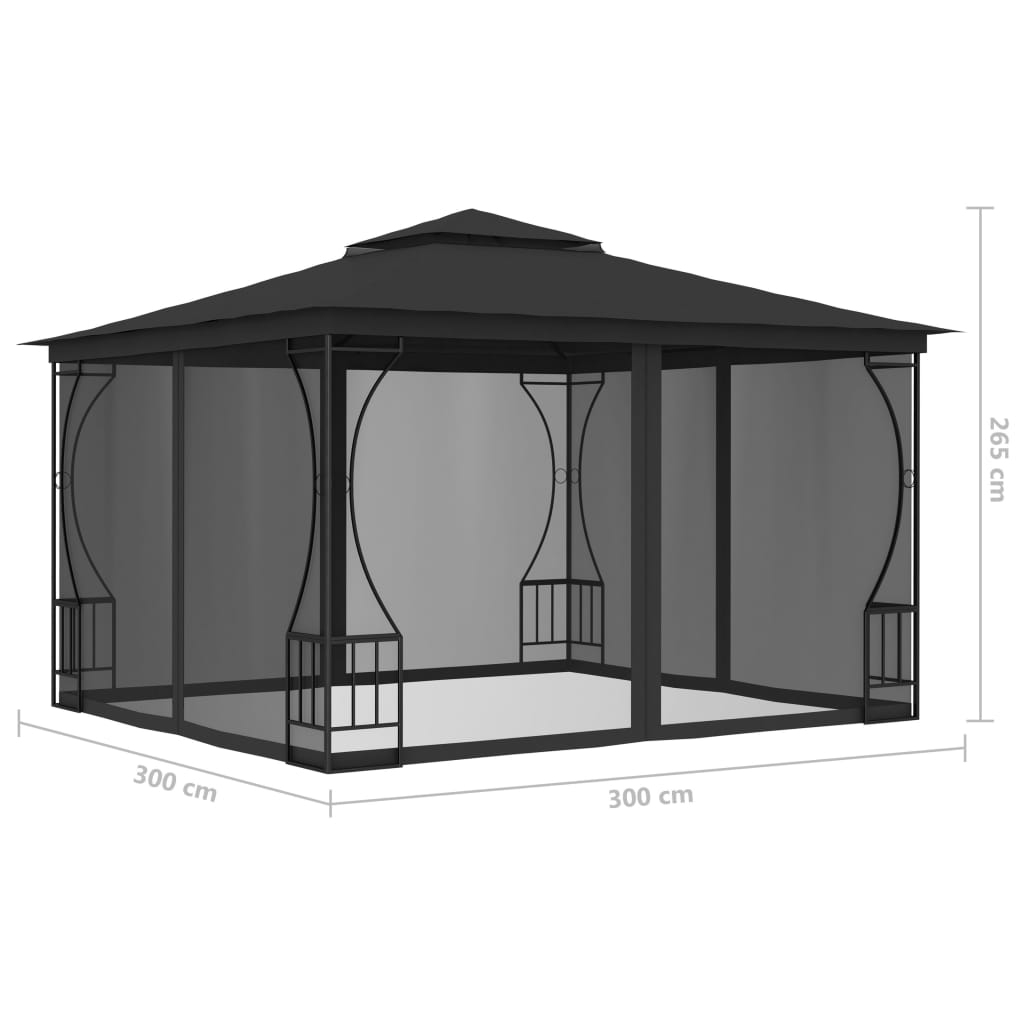 Pavilion cu plase, antracit, 300 x 300 x 265 cm - eMAG.ro