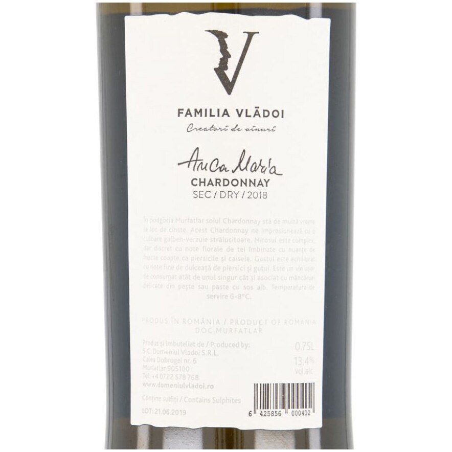 Vin Alb Familia Vladoi Anca Maria, Chardonnay, Sec, 0.75l - eMAG.ro