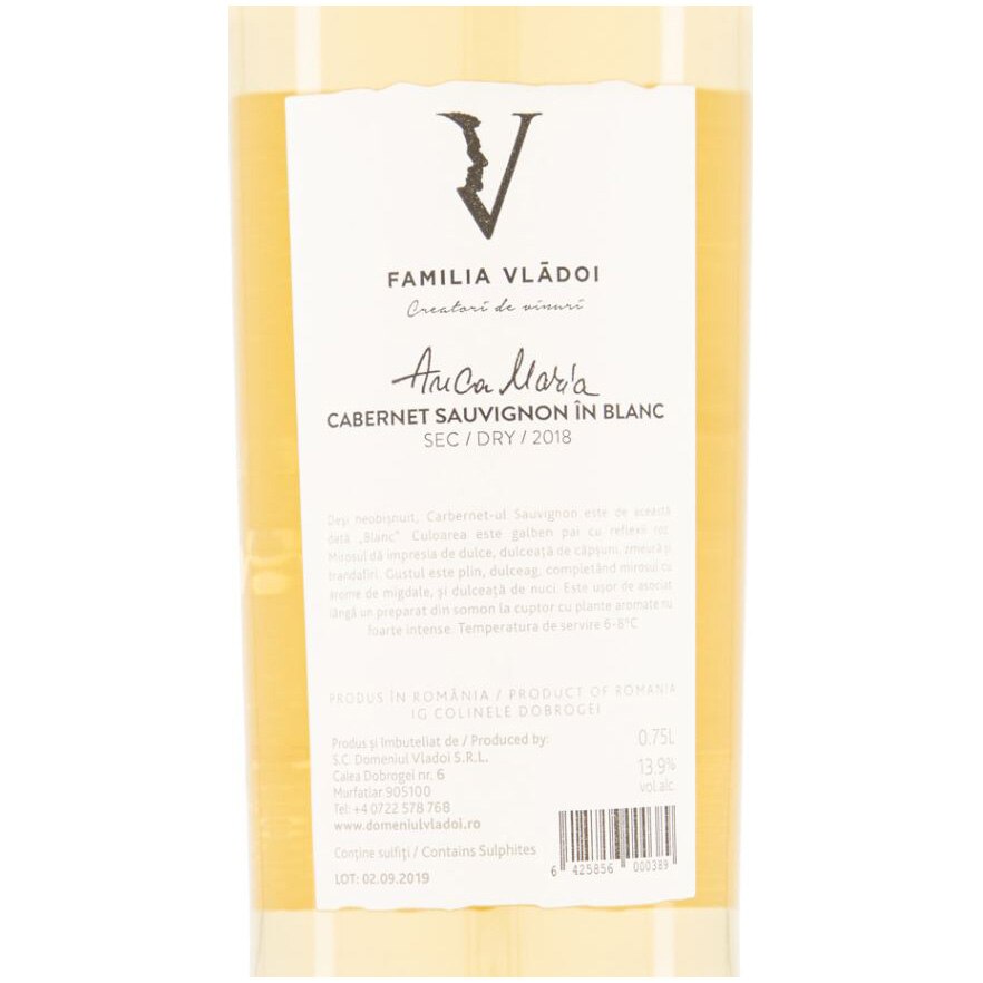 Vin Alb Familia Vladoi Anca Maria, Cabernet Sauvignon In Blanc, Sec, 0 ...