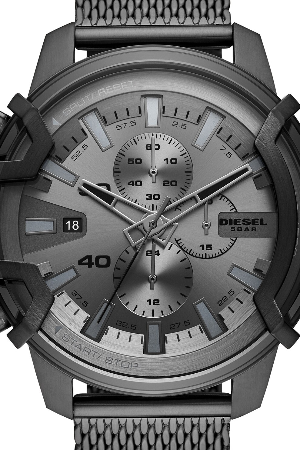 Diesel, Часовник с метална верижка и хронограф, Черен - eMAG.bg