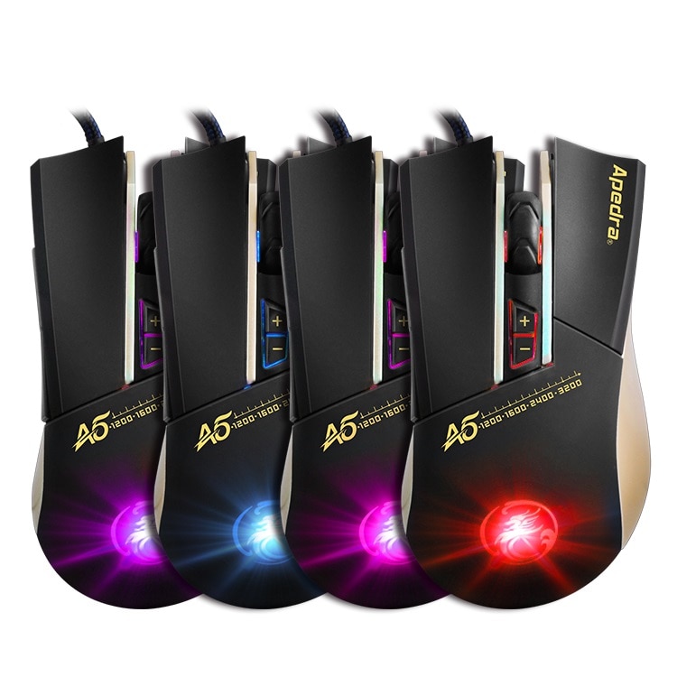 Mouse Gaming Apedra A5 Iluminare RGB 4 Culori, Acceleratie 10G 125Hz, 7 ...