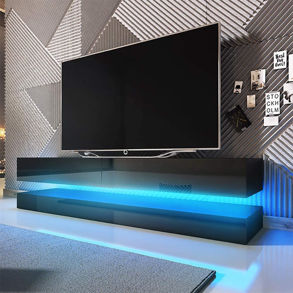 Comoda TV SELSEY POLSKA, Hylia, iluminare LED, PAL, Negru, 140 - eMAG.ro