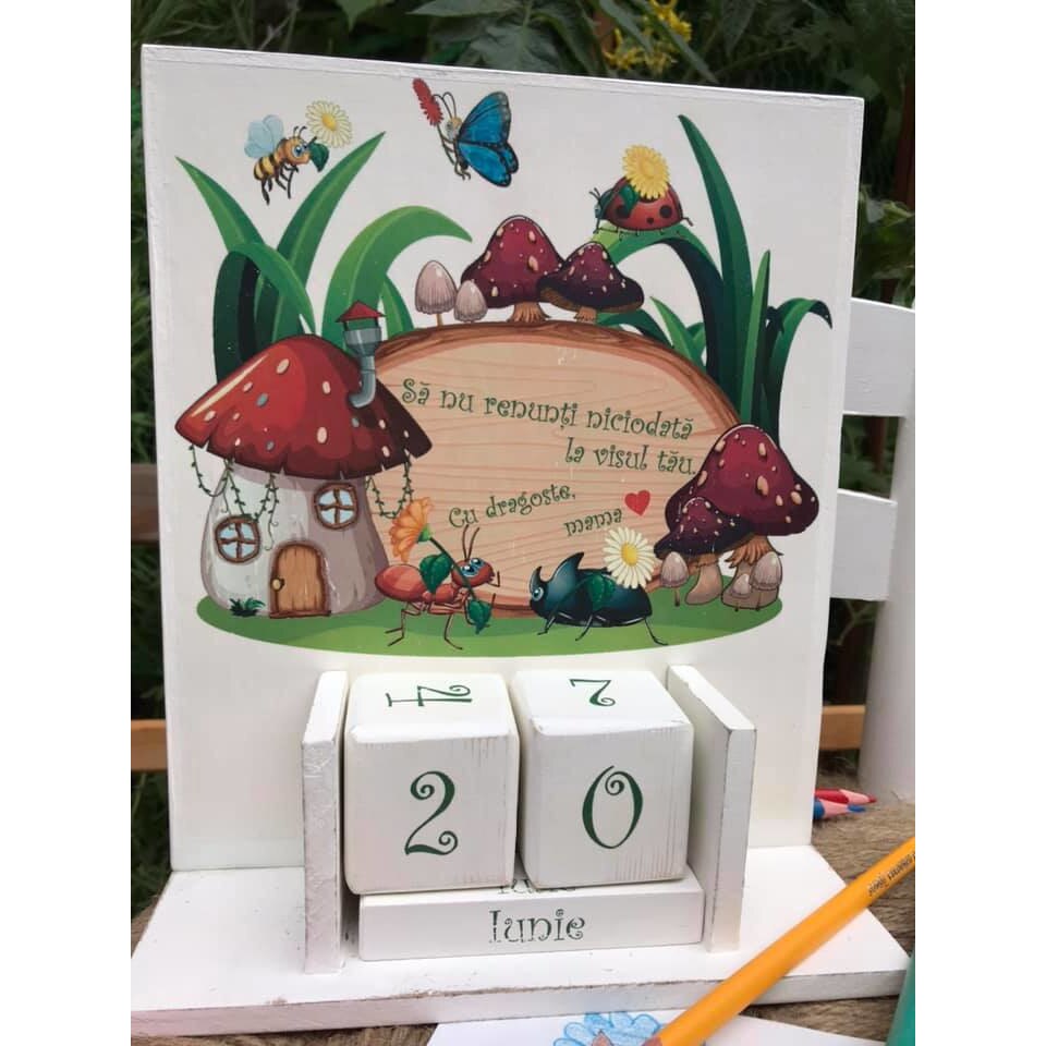 Calendar perpetuu, handmade, model cu mesaj pentru copii, multicolor ...