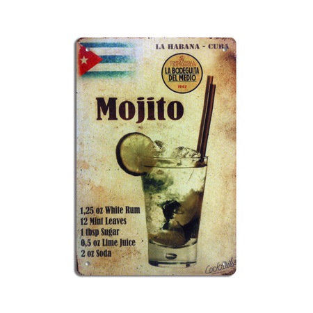 Retro dekor fémtábla, "Mojito", Méret:20x30cm - eMAG.hu