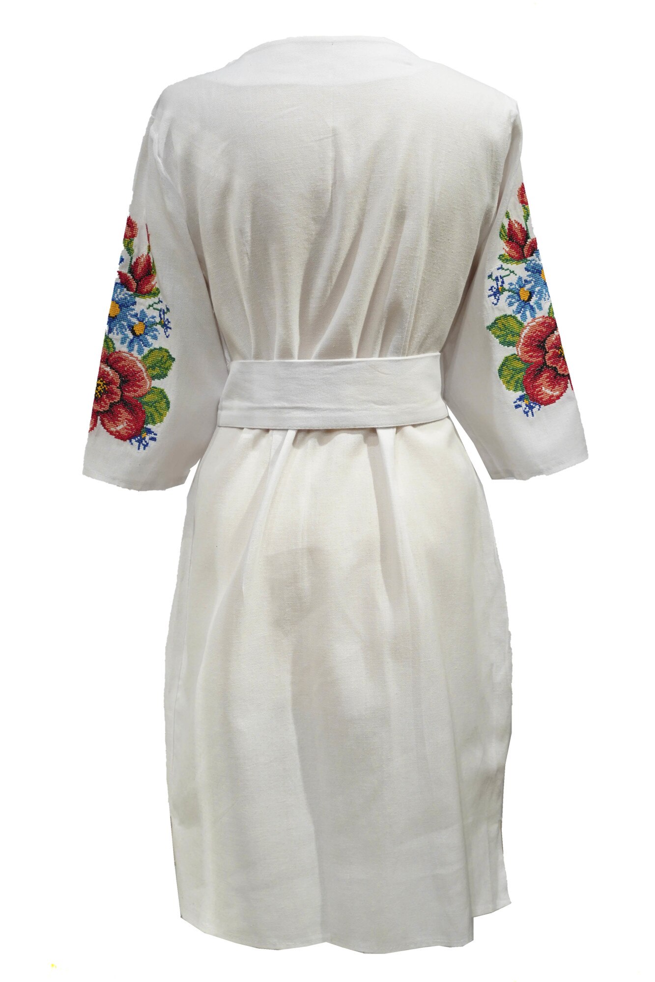 Rochie scurta eleganta, din panza alba brodata floral, motiv ...