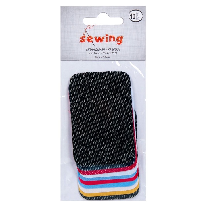 Set 10 petice textile, DecorCasa, 5 x 7.5 cm - eMAG.ro