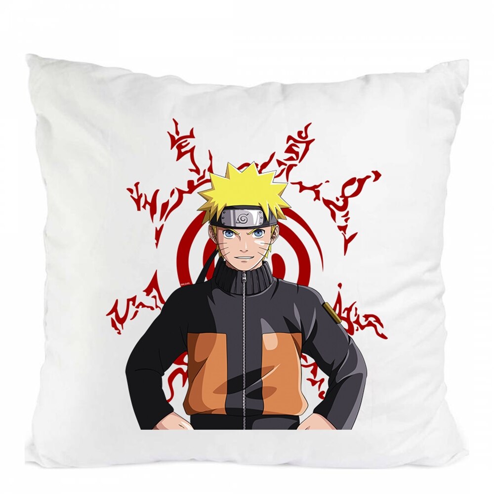 Perna personalizata anime cu NARUTO, Poliester, Alb, 40 x 40 cm - eMAG.ro
