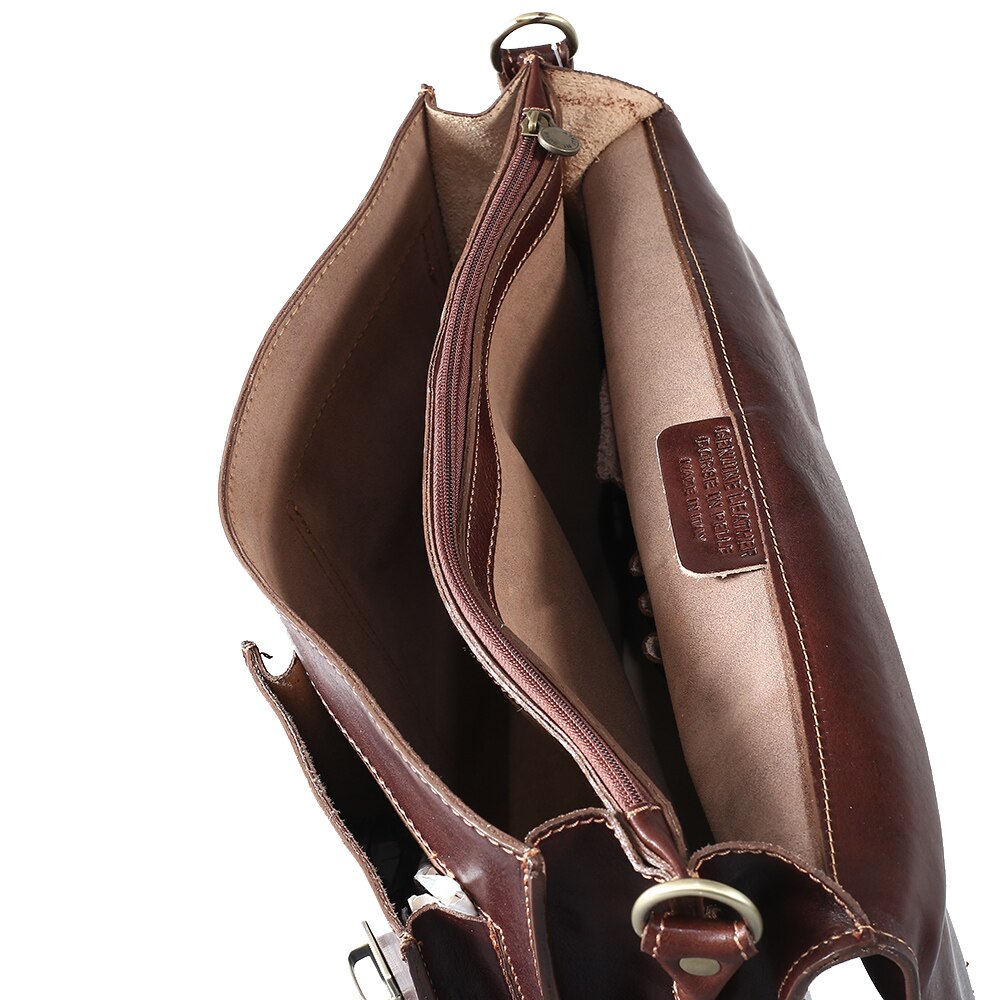 Geanta barbati din piele naturala vachetta, coniac, S151A - eMAG.ro