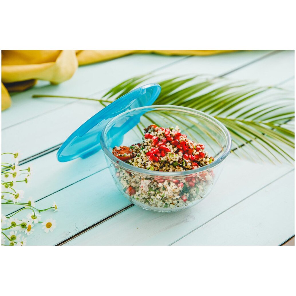 Bol Pyrex, cu capac, sticla termorezistenta, 21 x 21 x 11 cm, 2 L - eMAG.ro