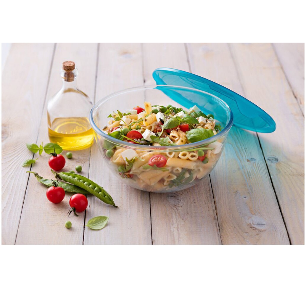 Bol Pyrex, cu capac, sticla termorezistenta, 21 x 21 x 11 cm, 2 L - eMAG.ro