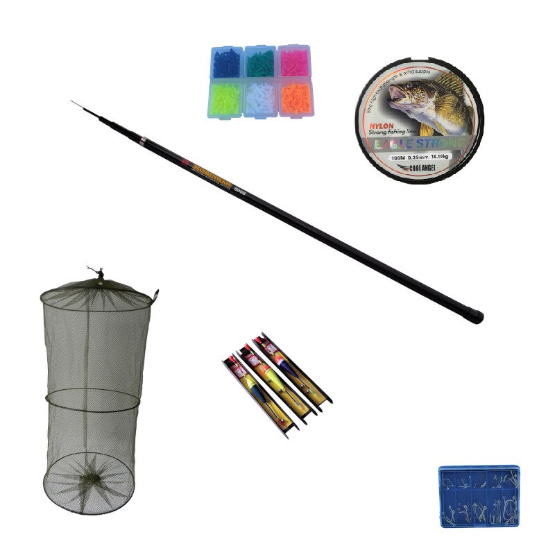 Set complet de pescuit cu varga telescopica Robinhan din carbon de 6 m ...