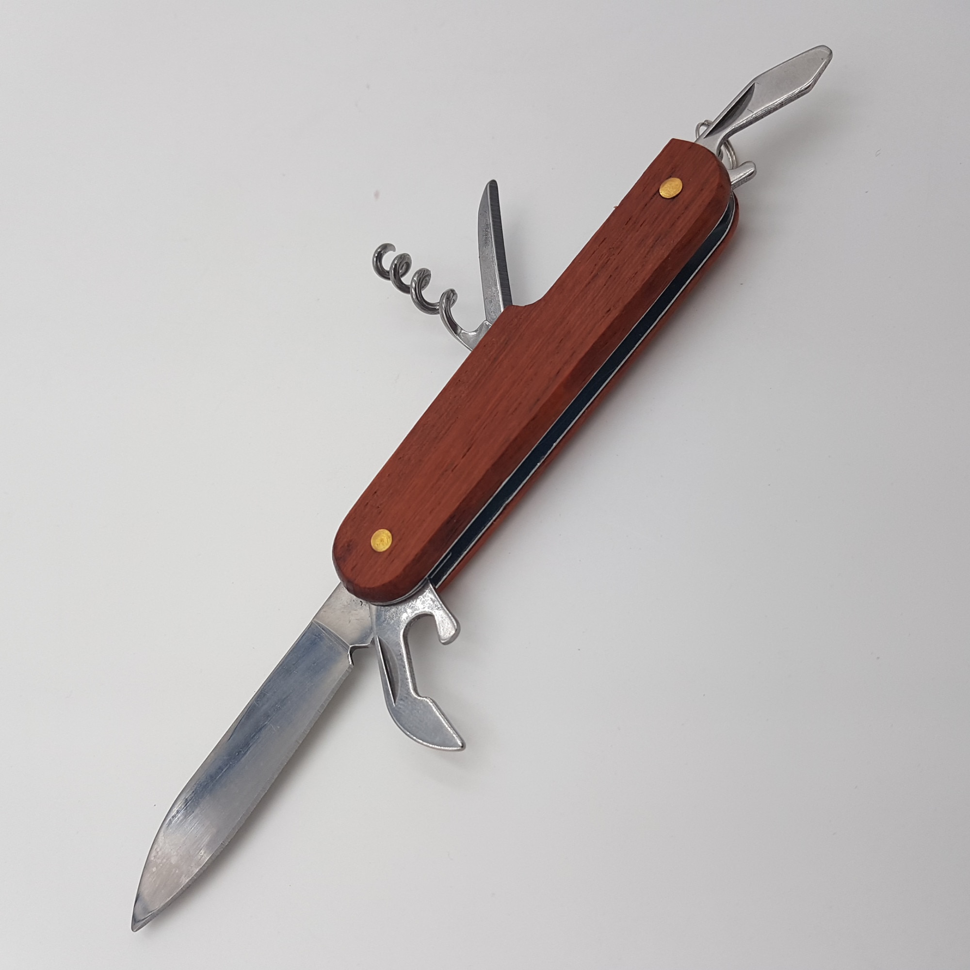 Briceag multifunctional din otel inoxidabil si lemn cu 5 functii ...