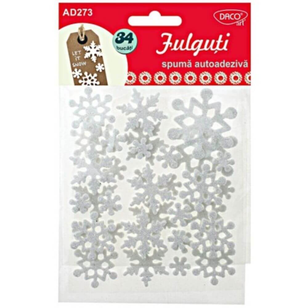 Forme Spuma Autoadeziva DACO, 34 Buc/Set, Model Fulgi Glitter, Culoare ...