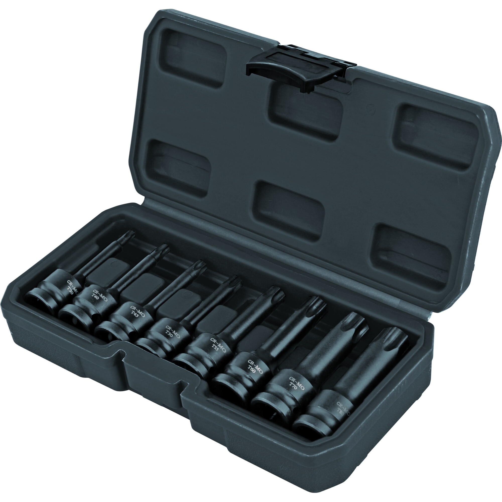 Set 8 chei tubulare torx de impact Topmaster T30-T80 prindere patrat 1/2, Cr-Mo - eMAG.ro