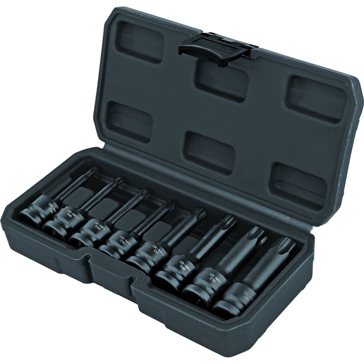 Set 8 chei tubulare torx de impact Topmaster T30-T80 prindere patrat 1/2, Cr-Mo - eMAG.ro