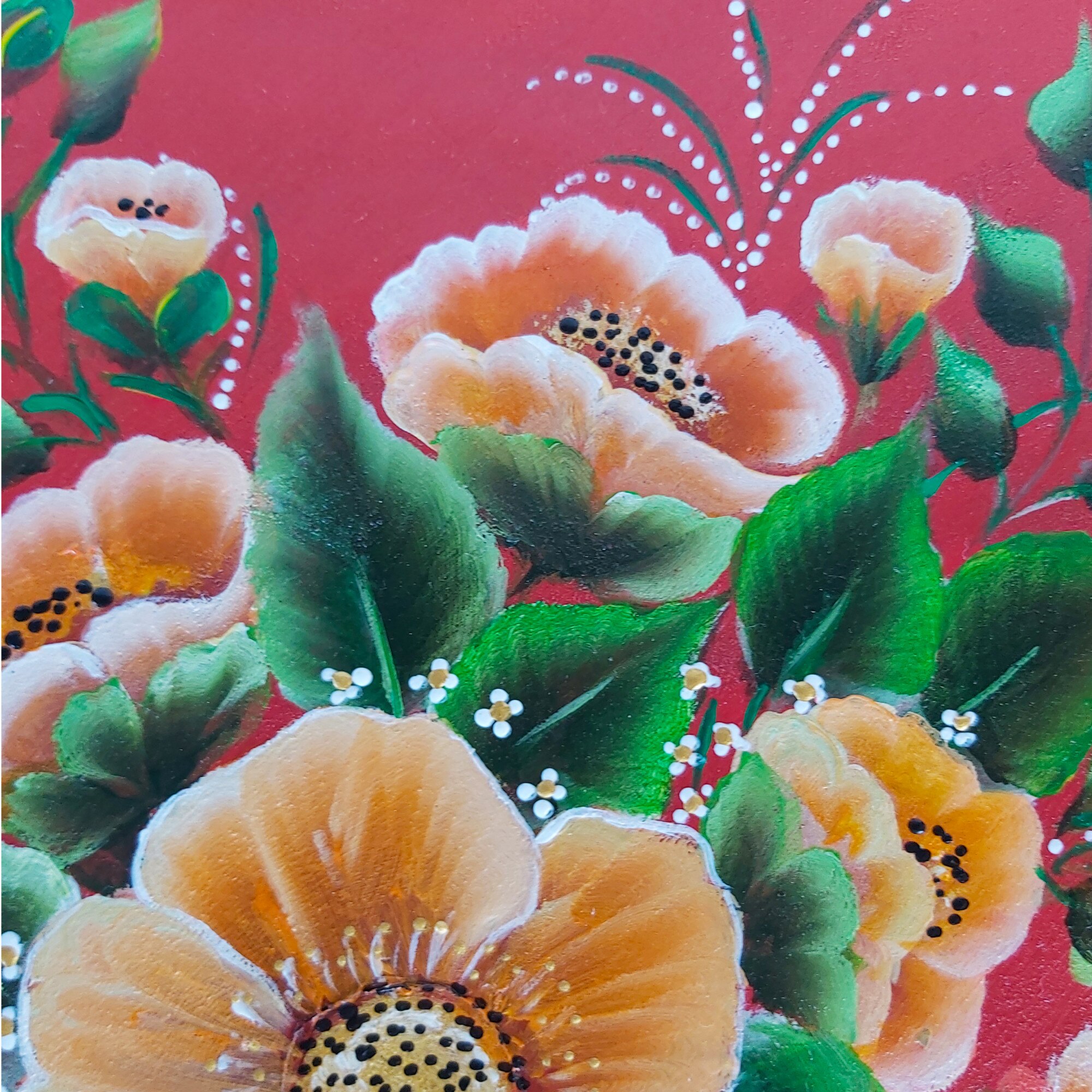 Scaun cu 3 picioare, living/bucatarie/dormitor, pictat manual, lemn, 22 ...