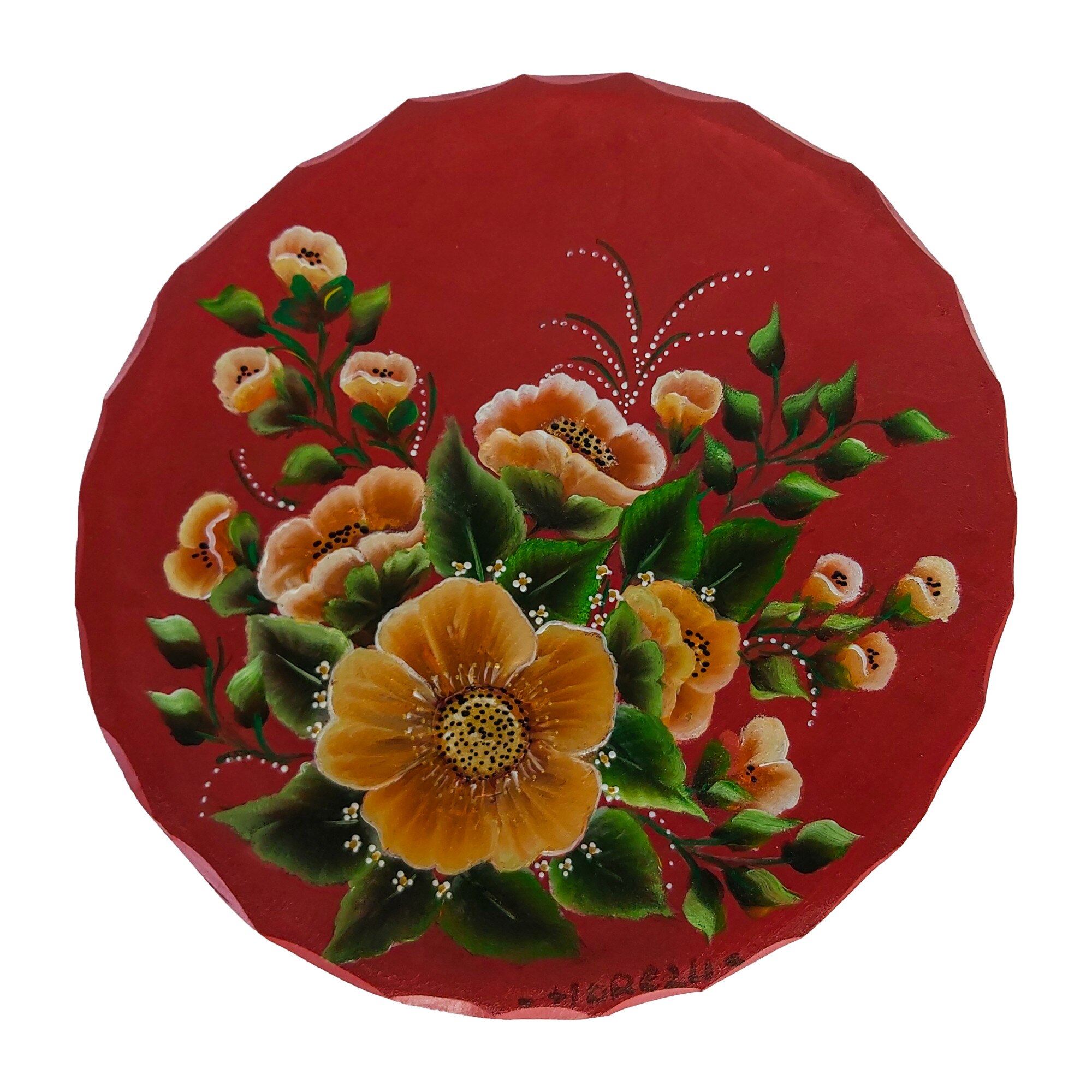 Scaun cu 3 picioare, living/bucatarie/dormitor, pictat manual, lemn, 22 ...