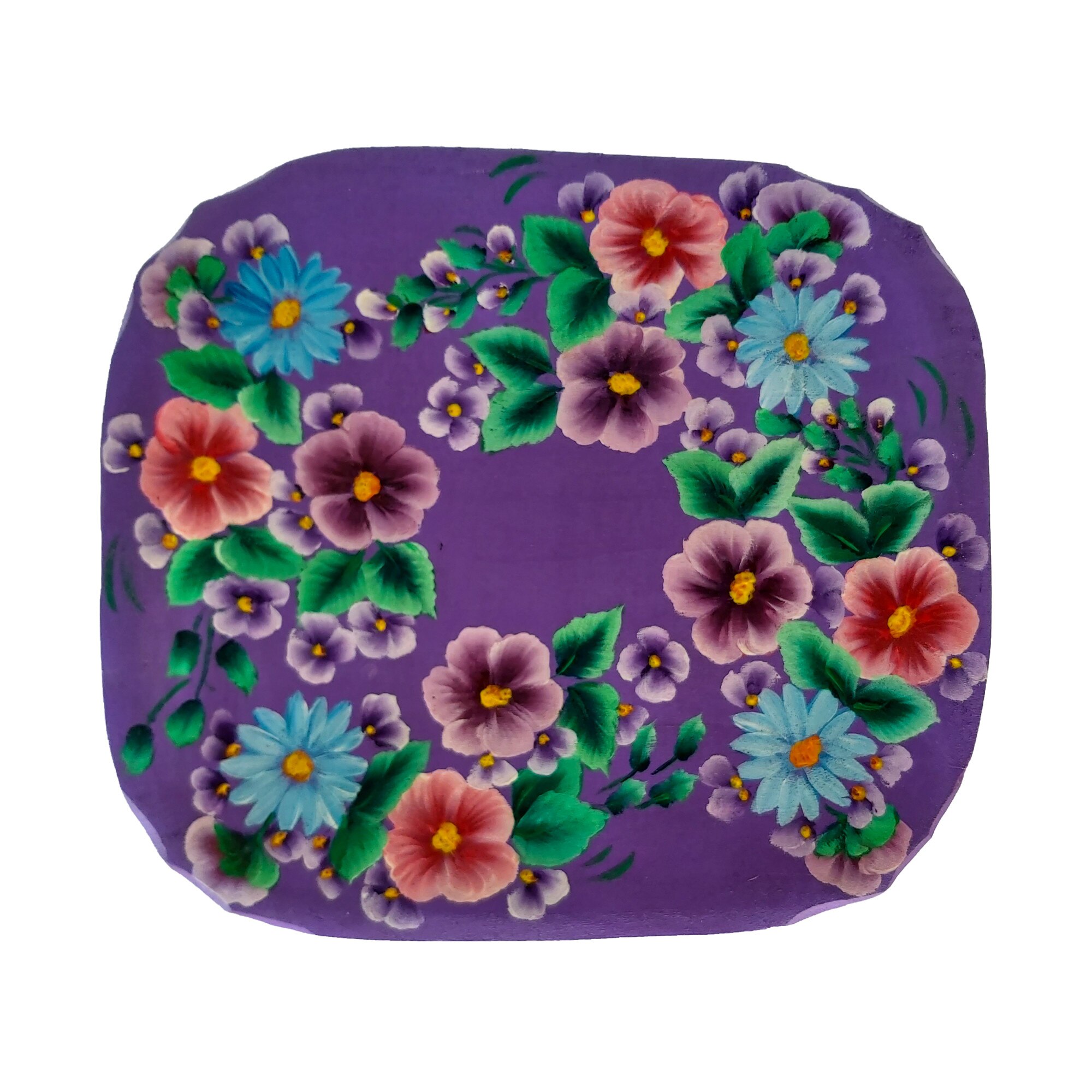 Scaun cu trei picioare, living/bucatarie/dormitor, pictat manual, lemn ...