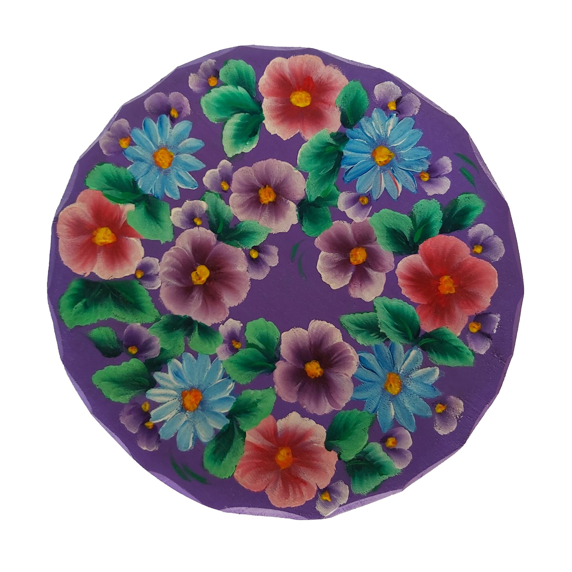 Scaun cu trei picioare, living/bucatarie/dormitor, pictat manual, lemn ...