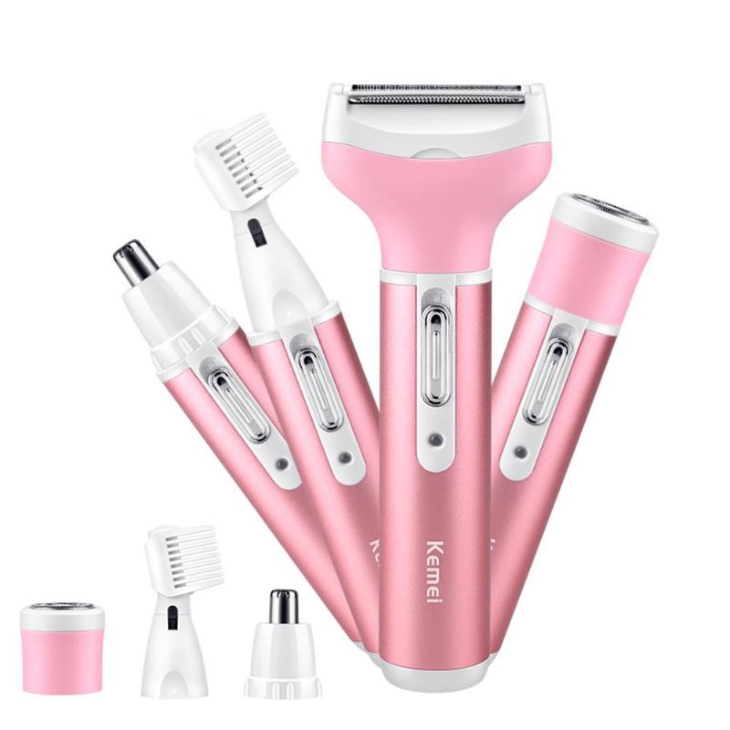Set epilator 4 in 1 Kemei, KM-6637, Roz - eMAG.ro